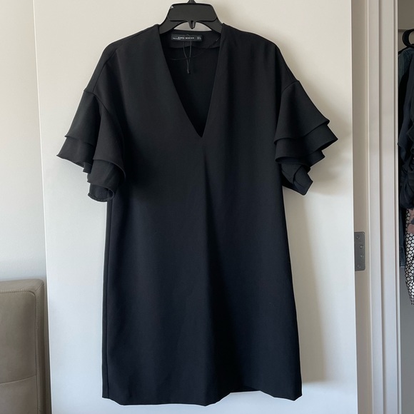 Zara | Dresses | Zara Ruffle Sleeve Mini Shift Dress | Poshmark